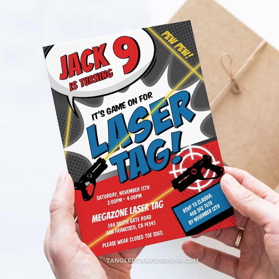 Editable Laser Tag Birthday Invitation Template. Lasertag Party Invite ...