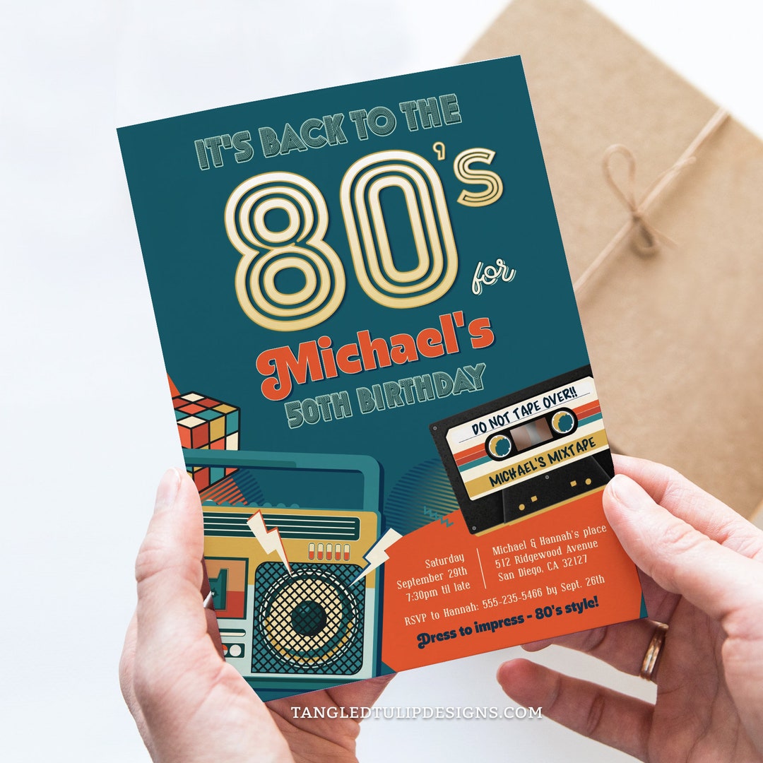 Editable 80s Party Invite, Back to the 80s Birthday Invitation Template ...