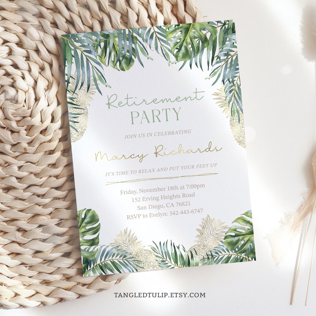 Tropical Retirement Invitation | Woman Pineapple Retirement Party ...