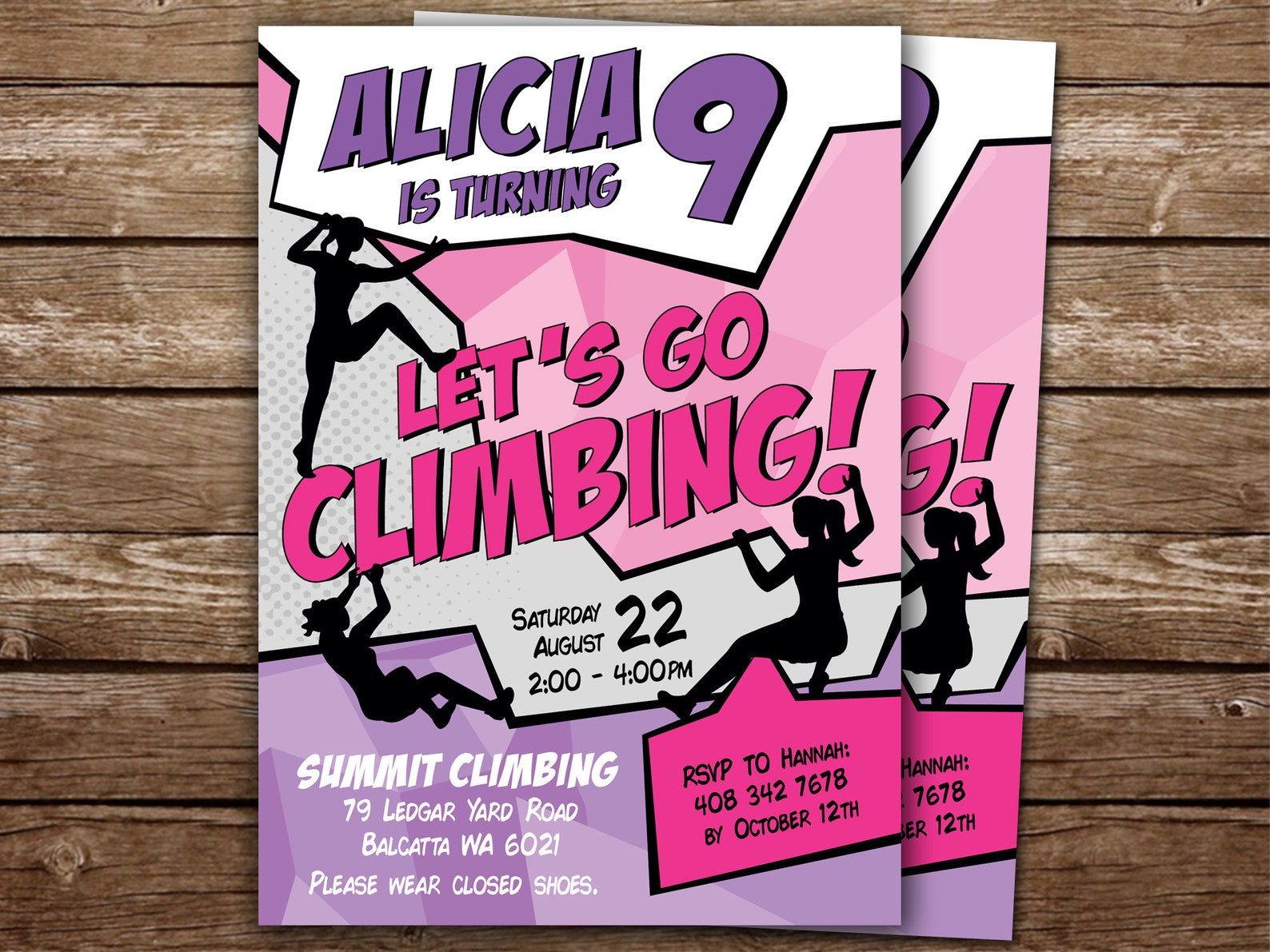 Rock Climbing Party Invitation for Girls Birthday PRINTABLE - Etsy