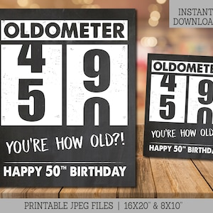 Oldometer and Old Lives Matter 50th Birthday Signs PRINTABLE Man Party ...