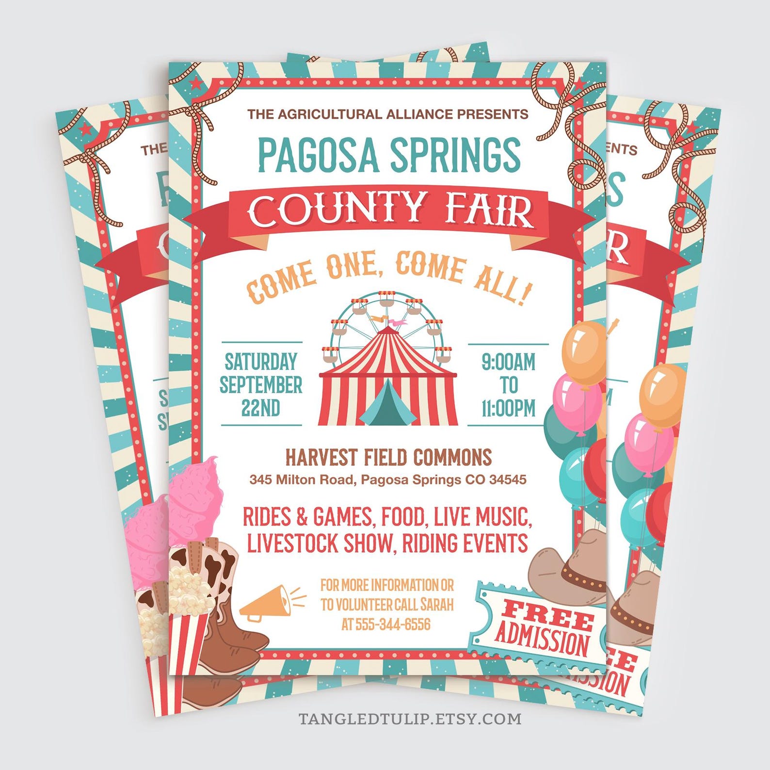 County Fair Flyer | Community Fun Fair Event Poster | Printable ...