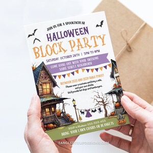 Halloween Block Party Flyer, Editable Halloween Neighborhood Party ...