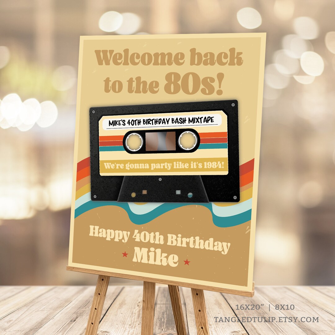 80s Birthday Party Sign | Welcome Back to the 80s Mixtape Decor ...