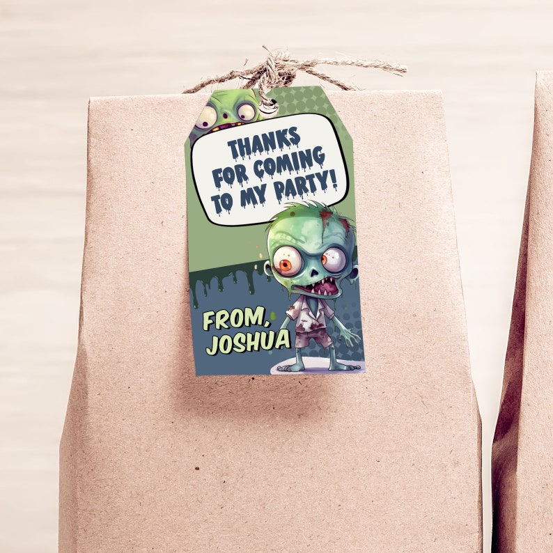 Zombie Birthday Thank You Favor Tags | Zombie Apocalypse Party Favor ...