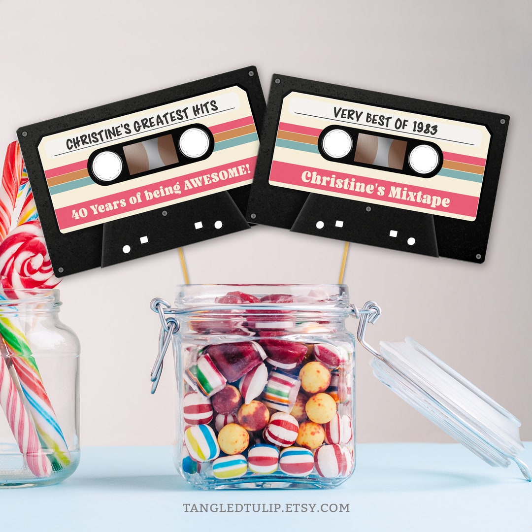 Cassette Tape Birthday Decoration EDITABLE Greatest Hits Mixtape Woman ...