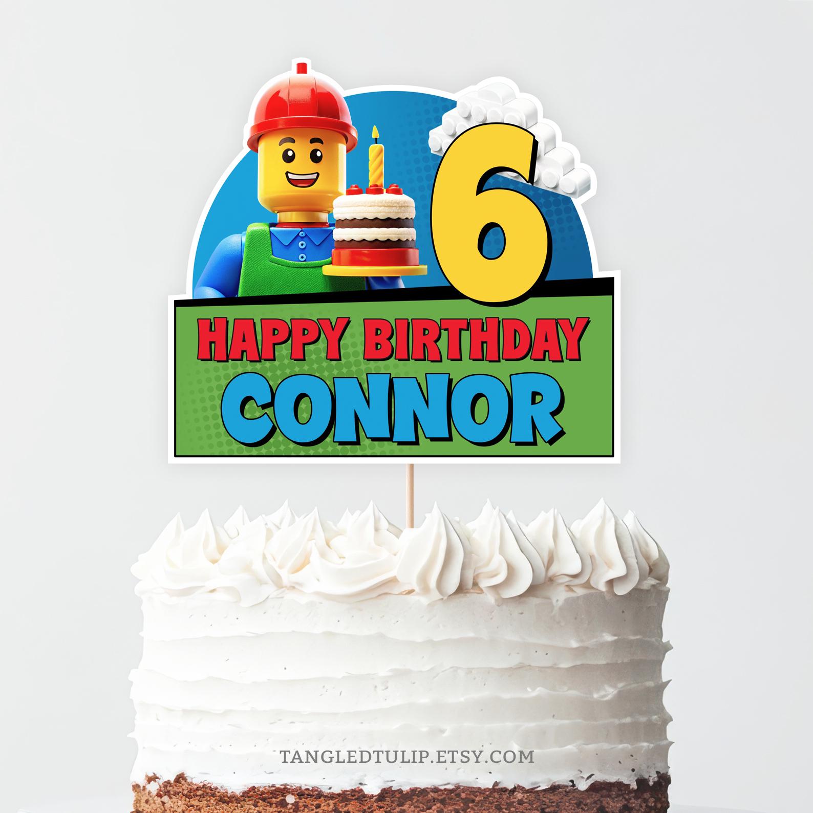 Building Blocks Birthday Cake Topper | Custom Name & Age Cake Topper ...
