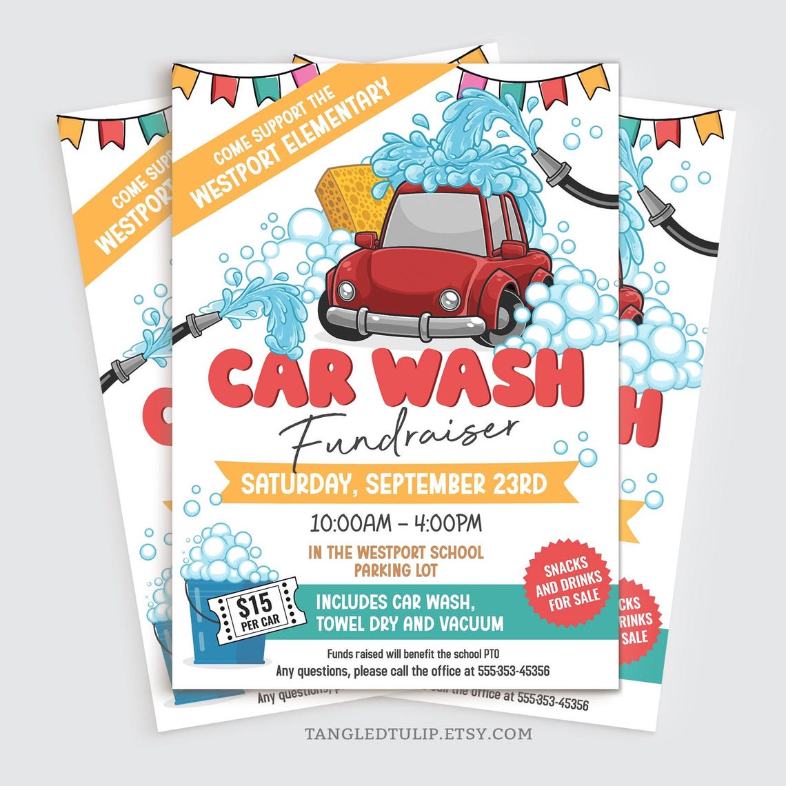 Car Wash Fundraiser Flyer | Community Car Wash Event Poster | Printable ...