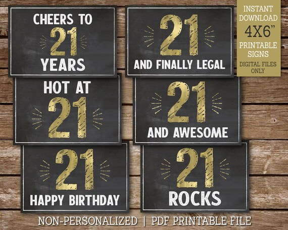 21st Birthday Signs, Cheers to 21 Years, 21 Rocks, 21 and Finally Legal ...
