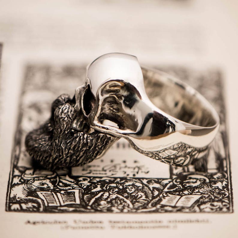 Sterling Silver Bearded Skull Ring. Full Skull Ring for Men. - Etsy