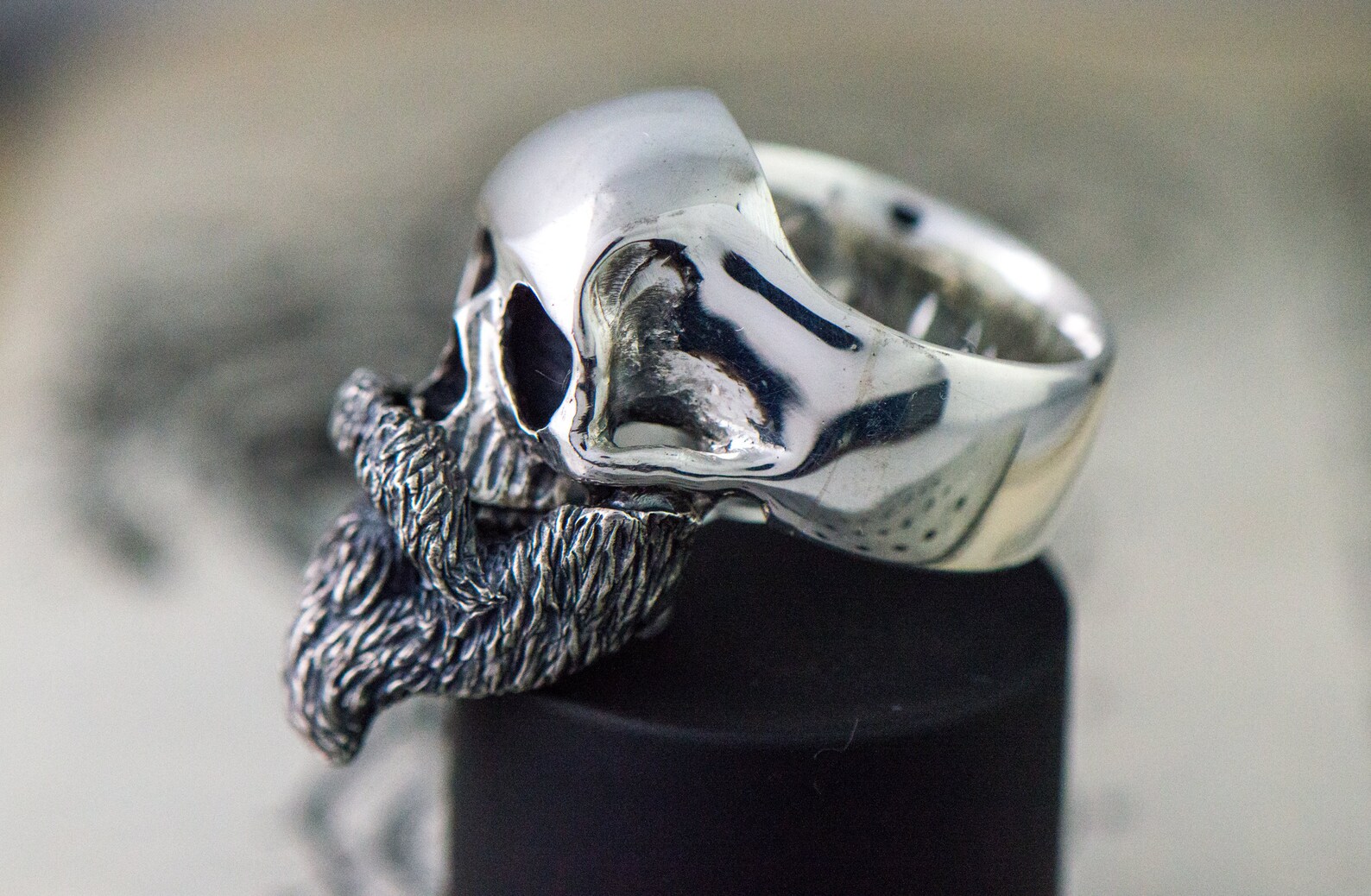 Sterling Silver Bearded Skull Ring. Bespoken Skull Ring. Skull - Etsy