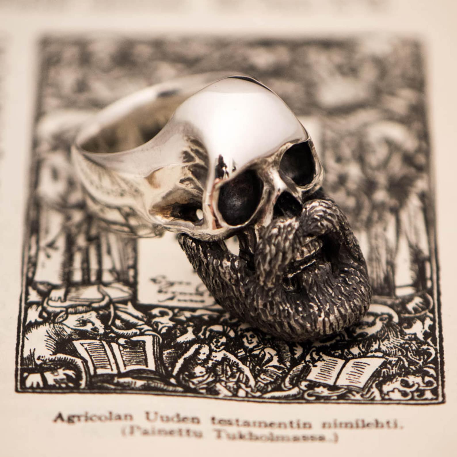 Sterling Silver Bearded Skull Ring. Full Skull Ring for Men. - Etsy