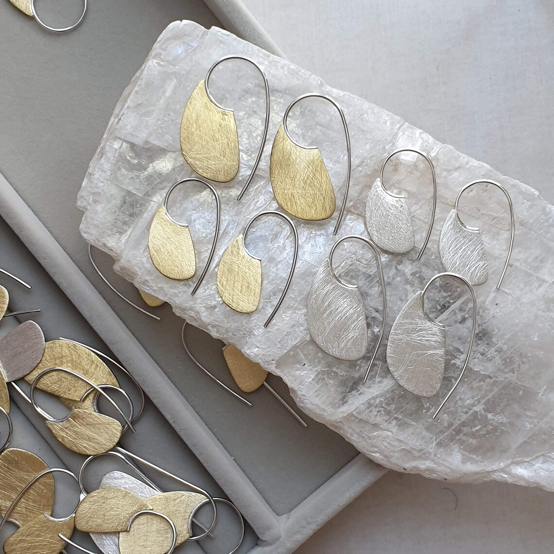 Large Sterling Silver Modern Ulu Earrings royal Worthy - Etsy