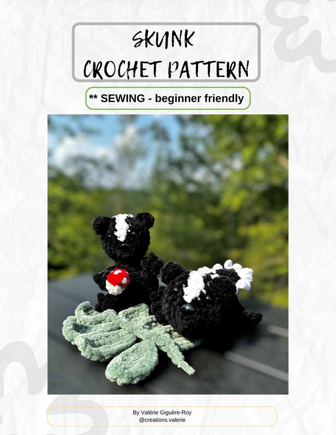 Skunk Crochet Pattern - Including Both No Sew AND Sewing Patterns - Etsy