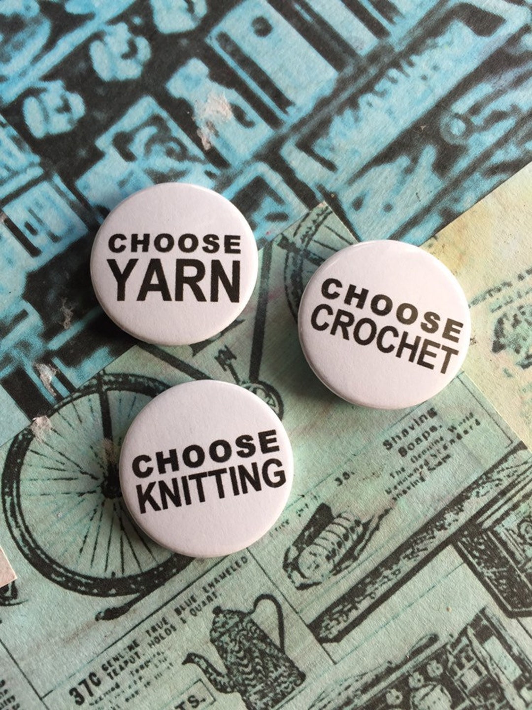 Knitting Crochet Pinback Button Badges Choose Knitting - Etsy