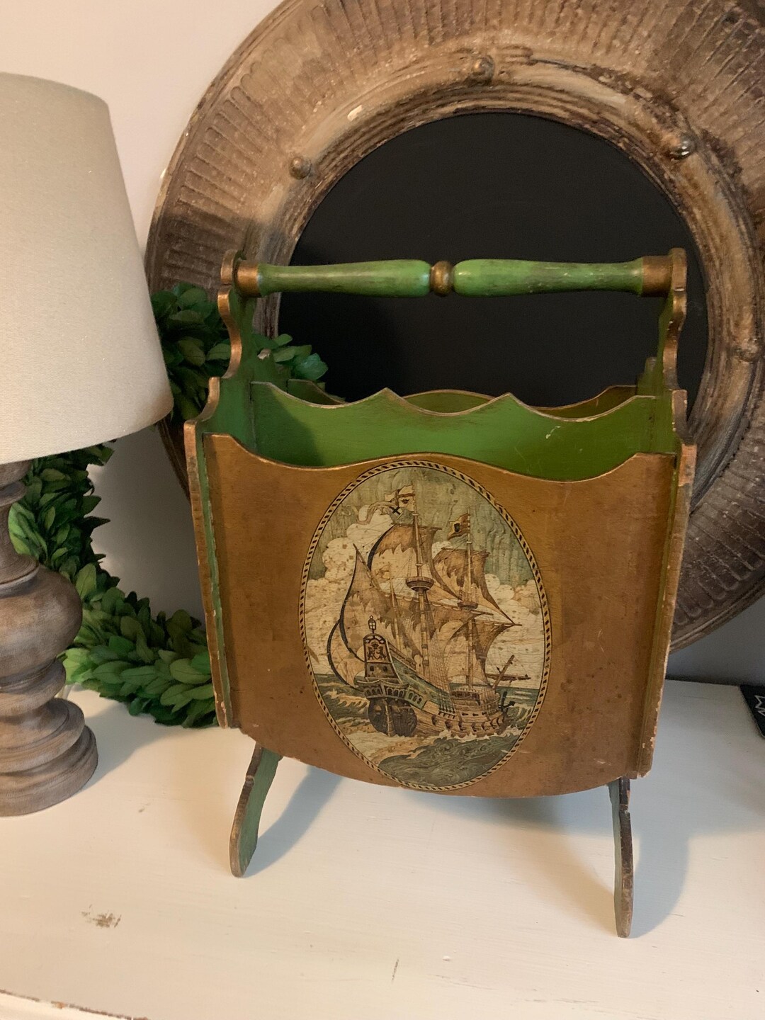 Vintage Wood Magazine Rack - Etsy