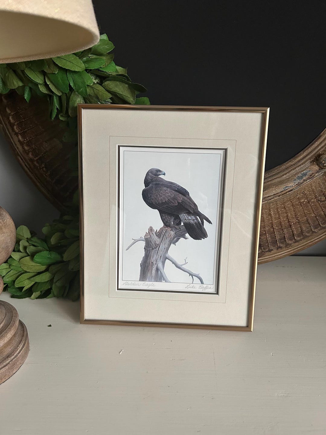Vintage Luke Raffin Print, Golden Eagle, Vintage Framed Eagle Print - Etsy