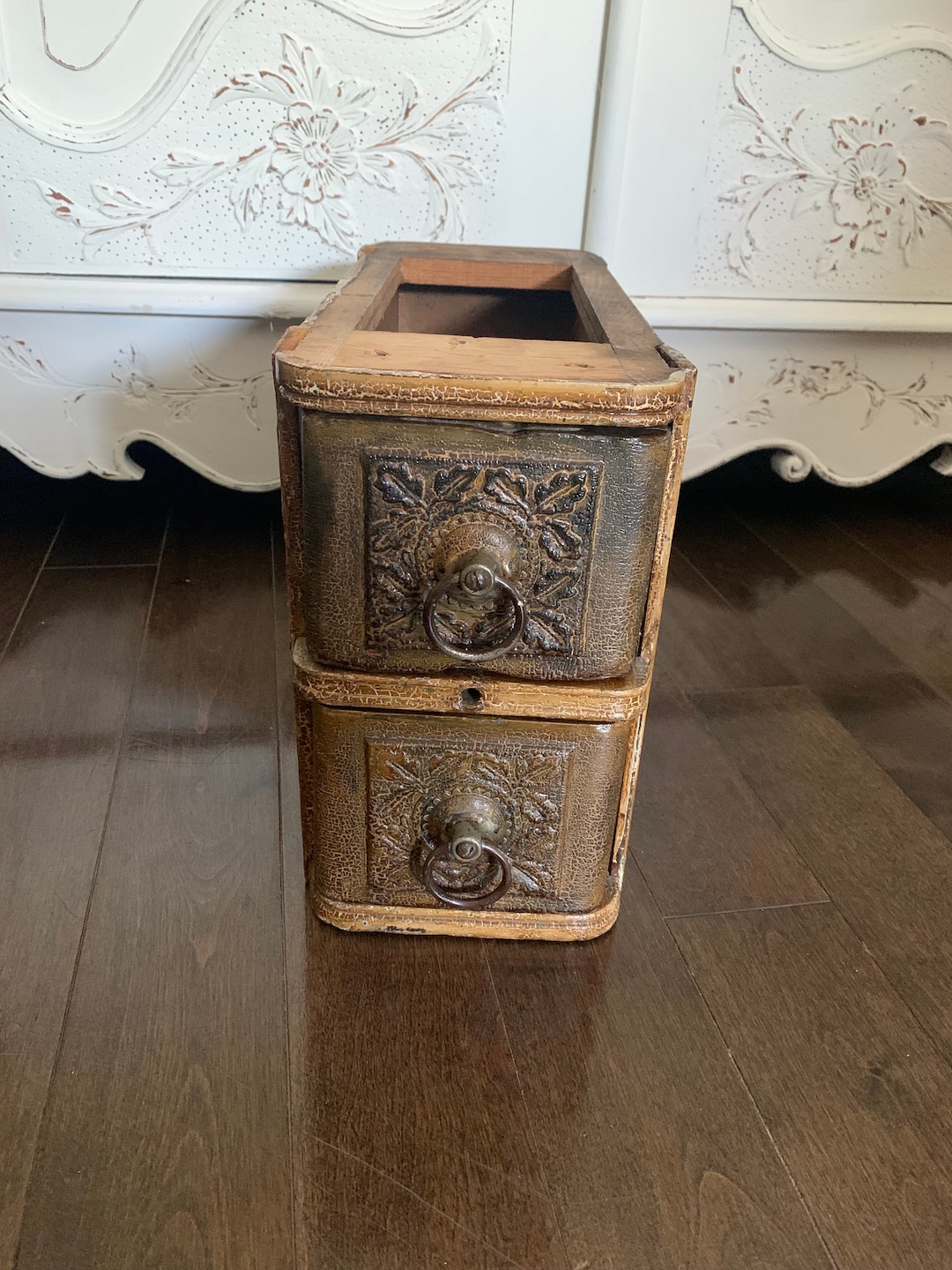 Antique Singer Double Carved Drawer Set Original Treadle Sewing Machine ...