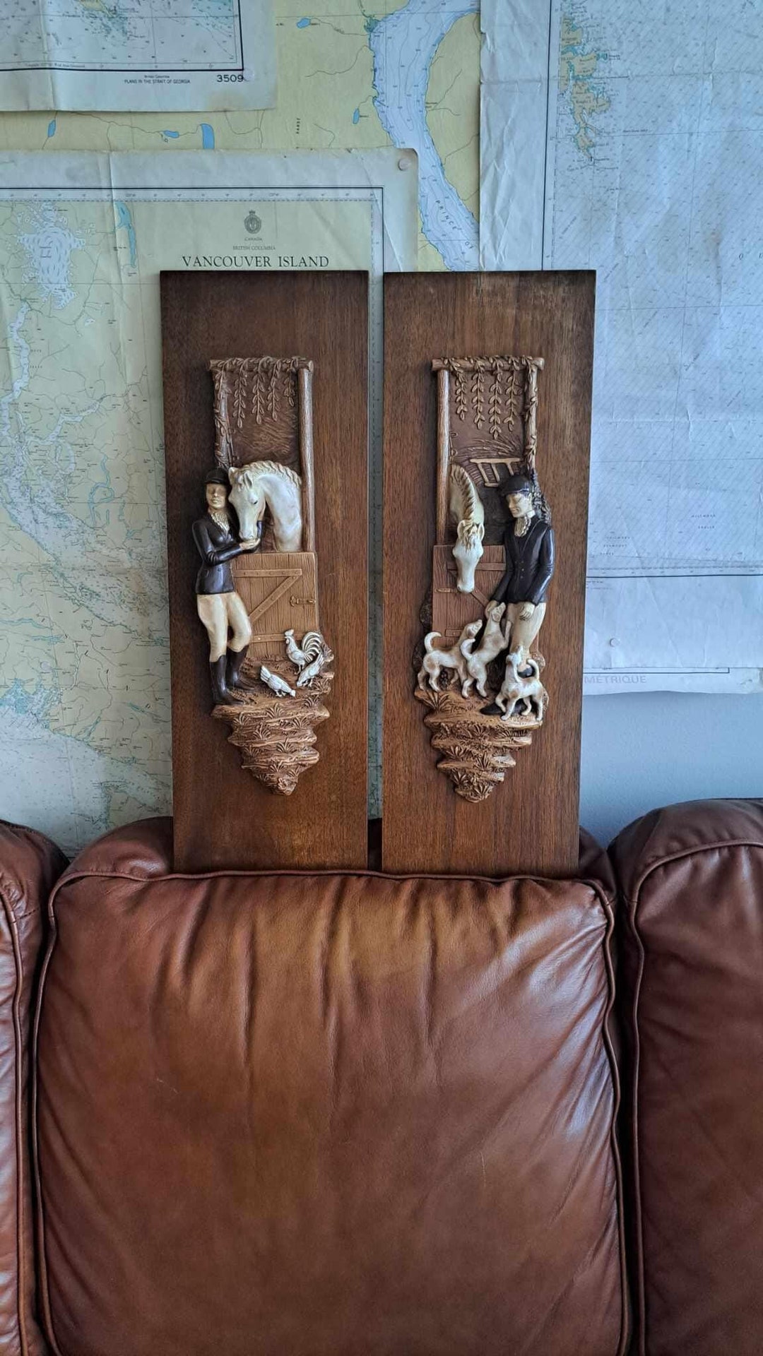 Set of Vintage Carved Wood Wall Hanging, Made in Canada, Rare Girotti ...