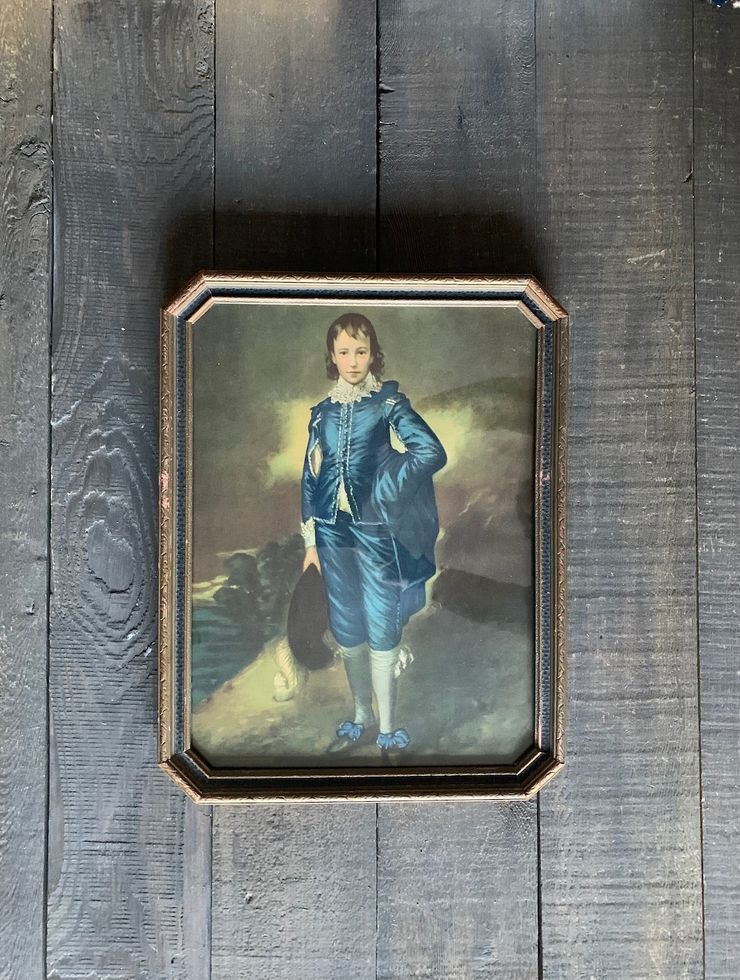 Large Vintage Wood Framed Blue Boy Print, Thomas Gainsborough - Etsy
