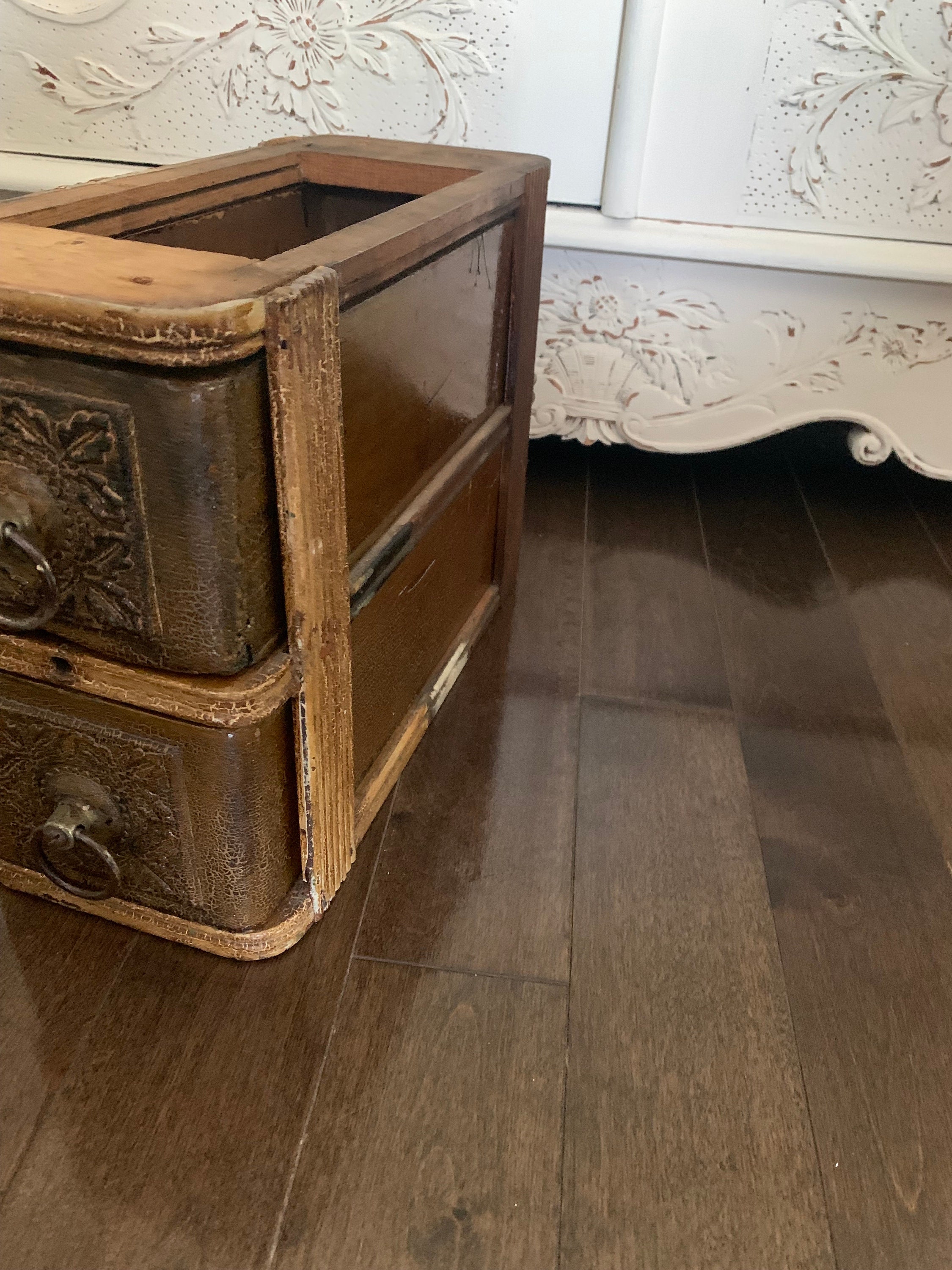 Antique Singer Double Carved Drawer Set Original Treadle Sewing Machine ...