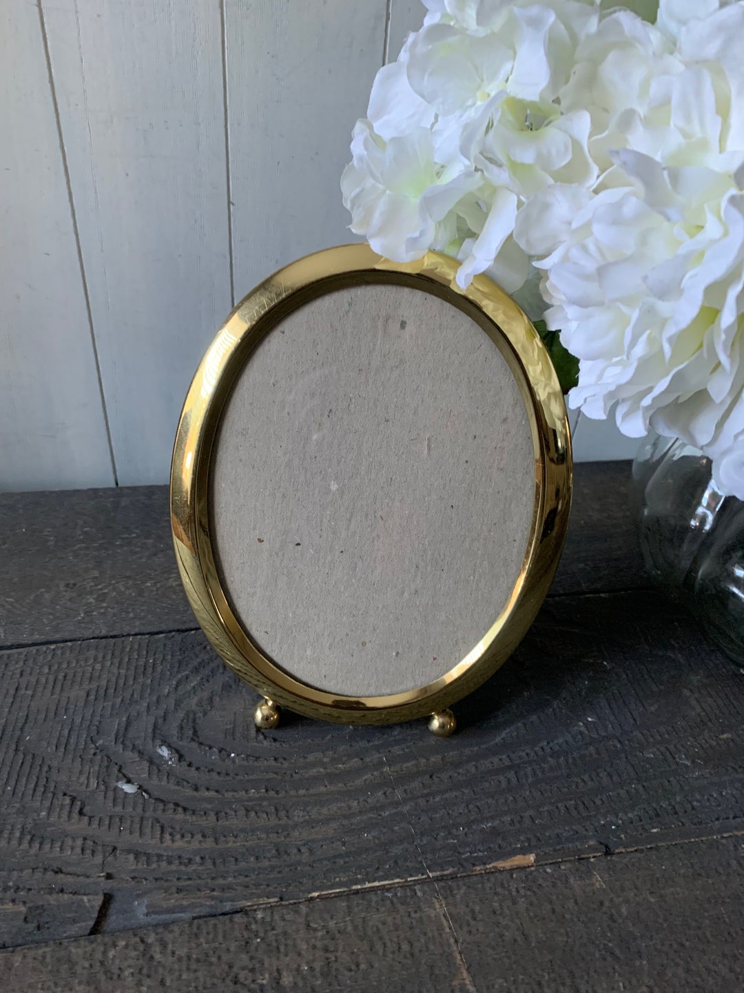 Oval Brass Picture Frame 5 X 7 Footed With Black Velvet Back, Table Top ...