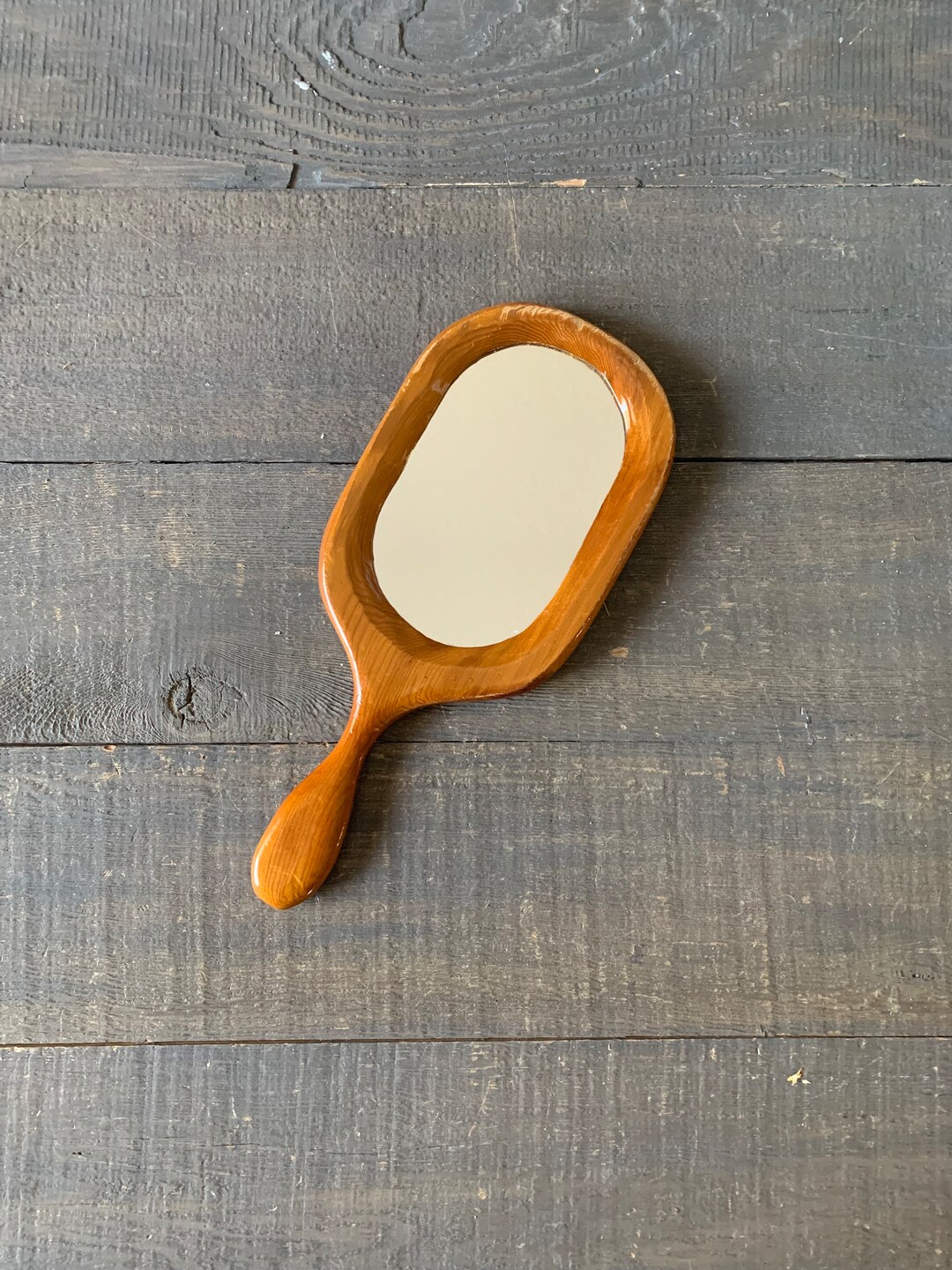Vintage Hand Held Vanity Mirror, Wood - Etsy