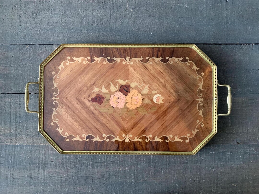 Vintage Birks Tray, Wood Tray, Mid-century Modern Tray, Tray With Wood ...