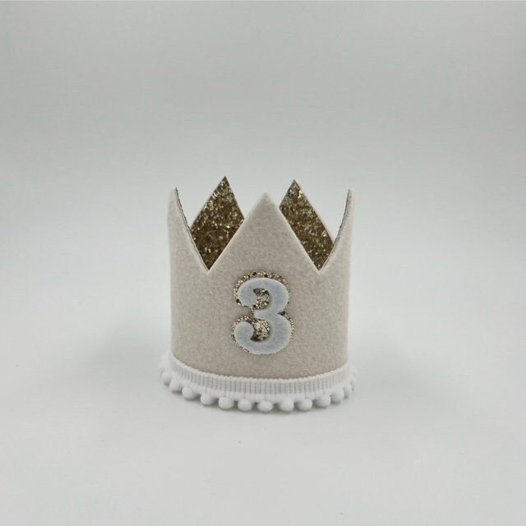 Beige, White and Gold Felt Crown Birthday Crown Child Headband Crown ...
