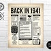 Back In 1941 PRINTABLE Newspaper Poster PRINTABLE 80th | Etsy
