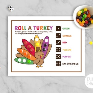 PRINTABLE Thanksgiving Roll A Turkey Game for Kids Thanksgiving Kids ...