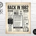 Back in 1982 PRINTABLE Newspaper Poster 1982 DIGITAL | Etsy Canada