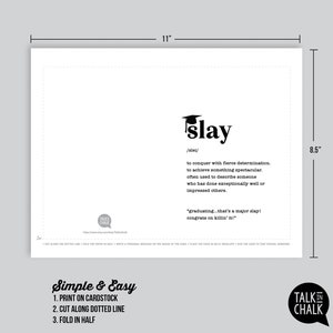 SLAY Graduate PRINTABLE Card High School, College Graduation Card Class ...