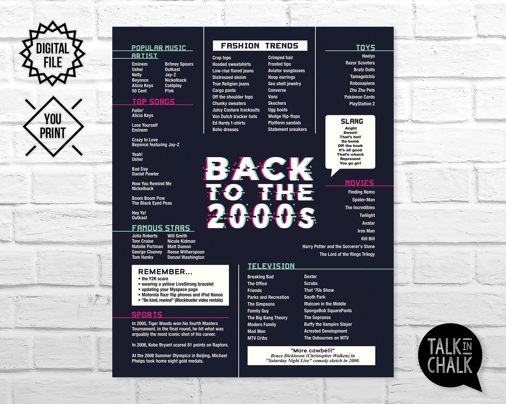 Back to the 2000s PRINTABLE Poster 2000s Party Decorations | Etsy Australia