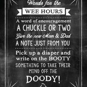 Wee Hours PRINTABLE Sign Baby Shower PRINTABLE Poster Baby Shower ...