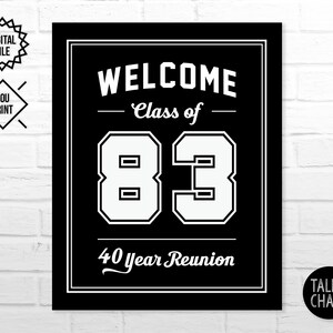 Class of 1983 PRINTABLE Welcome Poster Class of 83 Printable - Etsy Canada