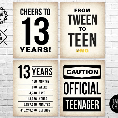 13th Birthday Decorations 13th Birthday PRINTABLE Sign | Etsy