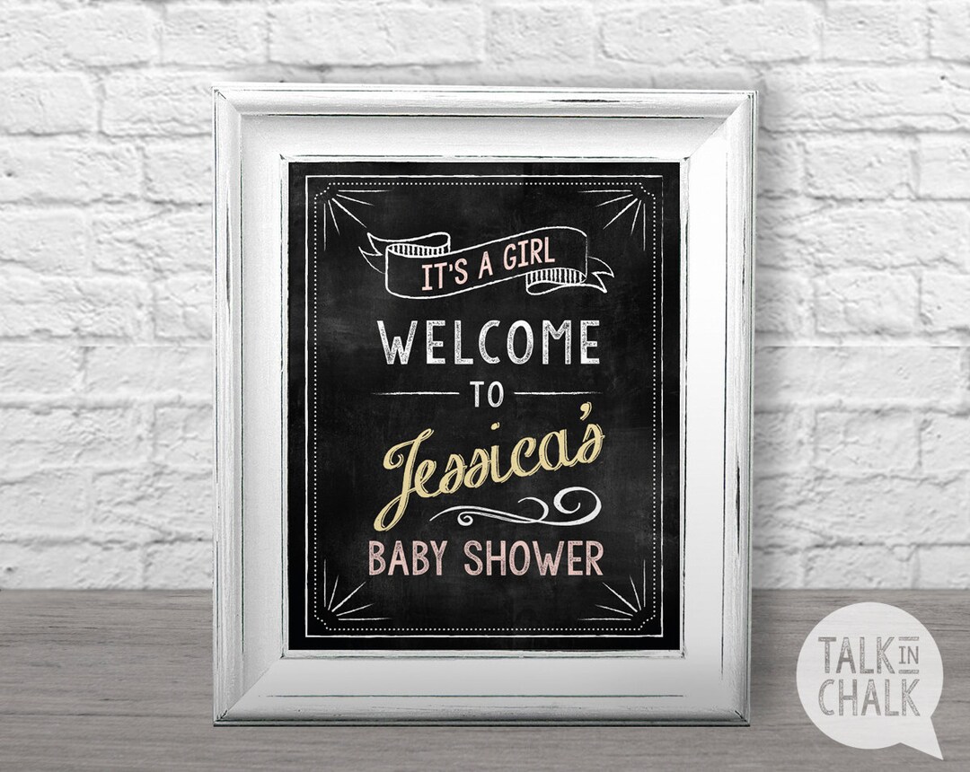 Personalized Baby Shower Chalkboard Sign PRINTABLE Vintage Baby Shower ...