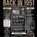 Back in 1951 PRINTABLE Gold Poster PRINTABLE 1951 Birthday - Etsy Canada