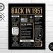 Back in 1951 PRINTABLE Gold Poster PRINTABLE 1951 Birthday - Etsy Canada