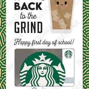 First Day of School Starbucks PRINTABLE Gift Card Holder for Teachers ...
