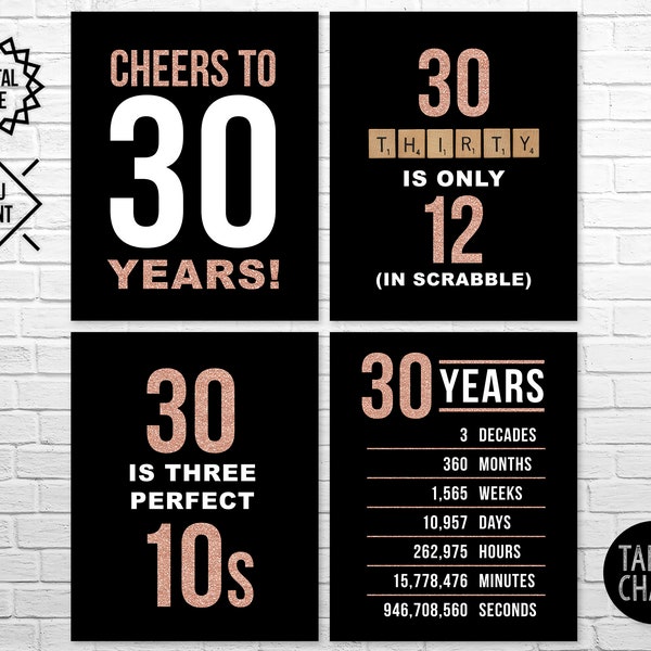 30th Birthday Printable Signs - Etsy