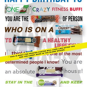 PRINTABLE Birthday Protein Bar Poster for a Fitness Fanatic - Etsy