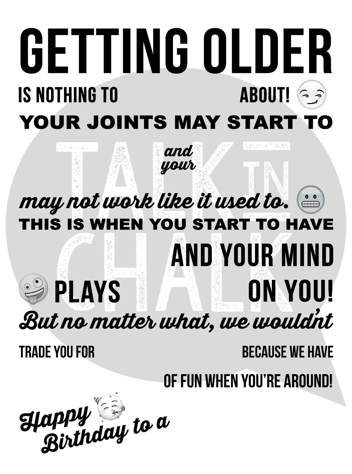 PRINTABLE Getting Older Candy Bar Poster Sign 50th 60th - Etsy Canada