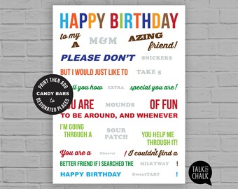 Mom Birthday Candy Poster Printable Party Decor Happy Birthday Mom ...