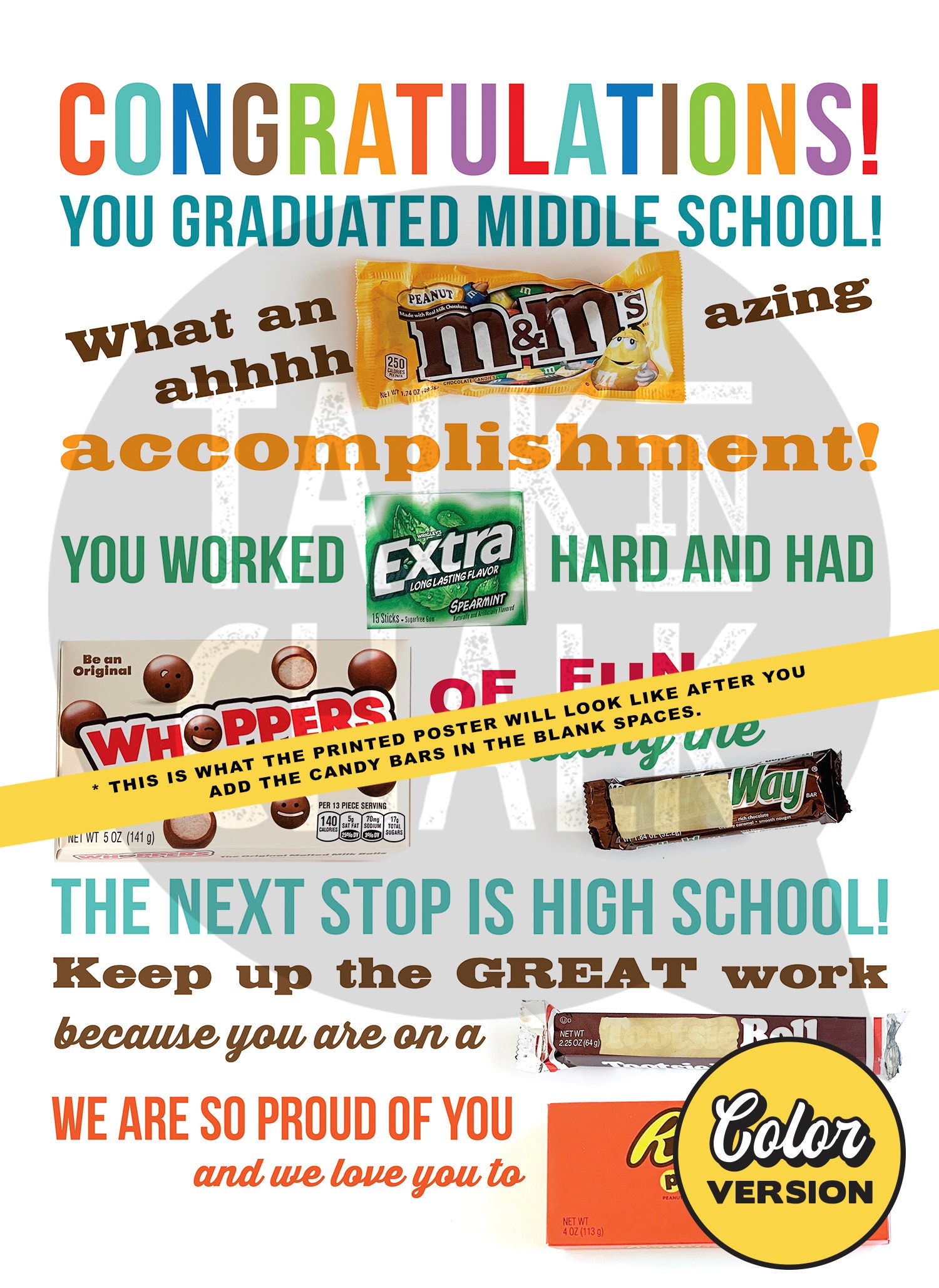 Congratulations 8th Grade Graduation PRINTABLE Candy Poster, 53% OFF