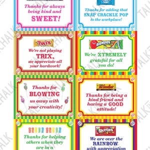 PRINTABLE Employee Appreciation Candy Tag Bundle 32 Candy Gift Tags ...