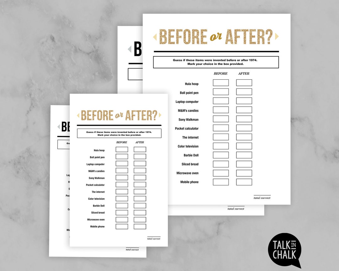 Before or After 1974 Trivia Game PRINTABLE for 50th Birthday, 50th ...