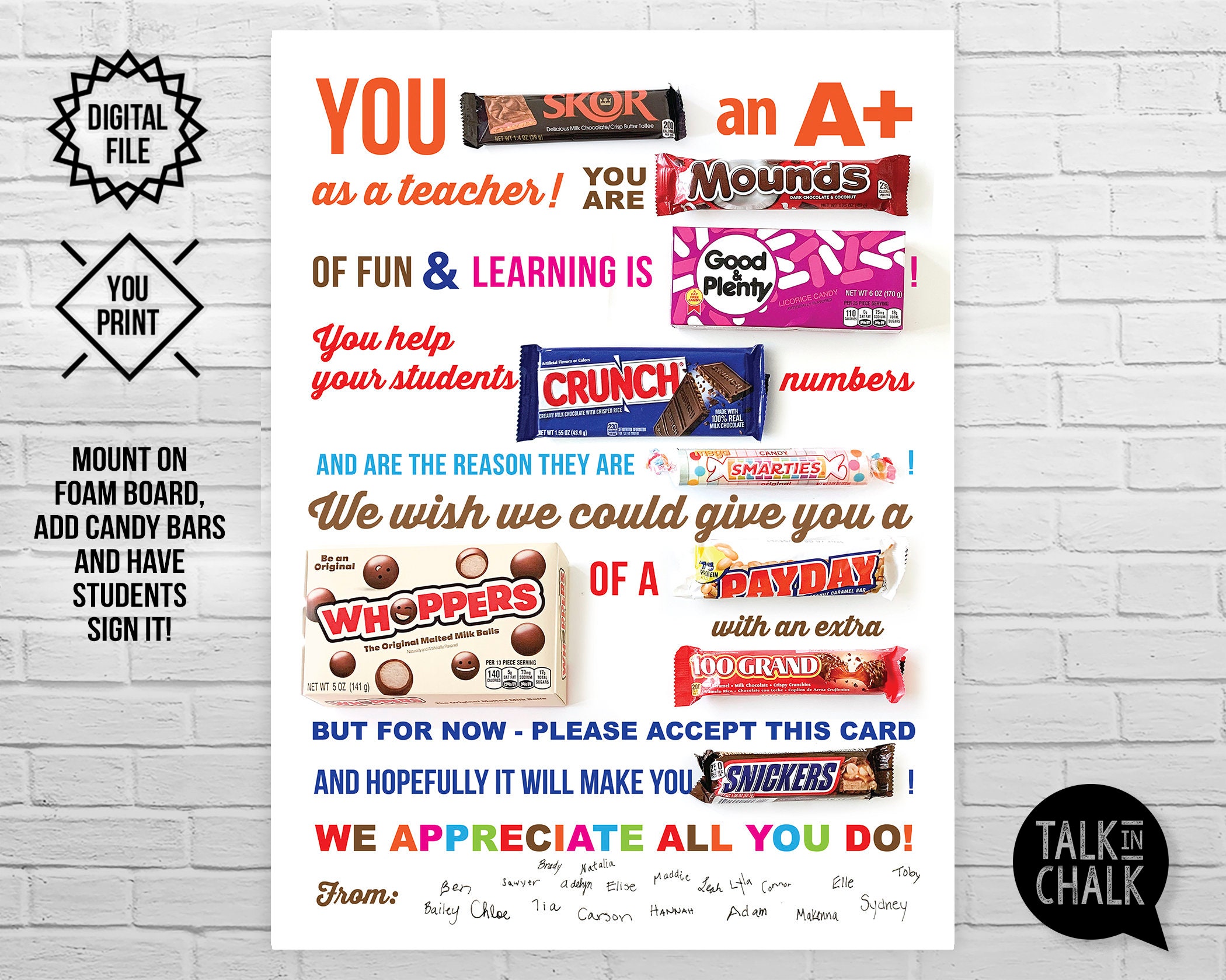 Teacher Appreciation Candy Posterboard
