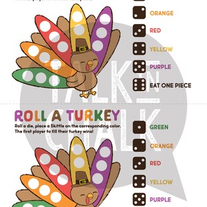 PRINTABLE Thanksgiving Roll A Turkey Game for Kids Thanksgiving Kids ...